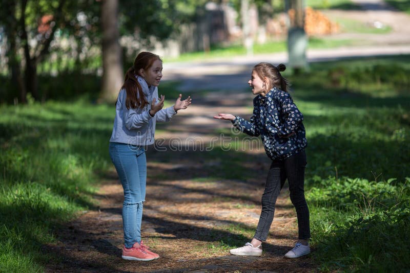 Two Girls Sisters or Girlfriends are Talking Emotionally . Stock Image ...