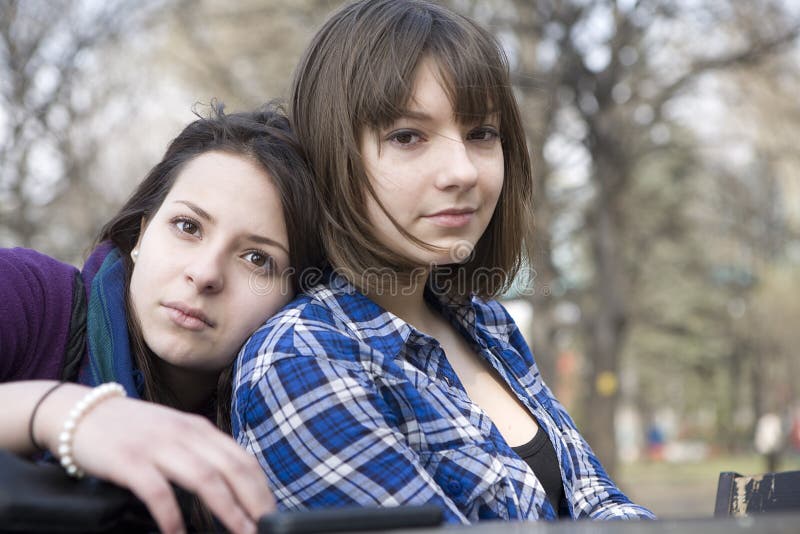 Two Girls Sitting in Street Cafe Stock Photo - Image of woman, casual ...