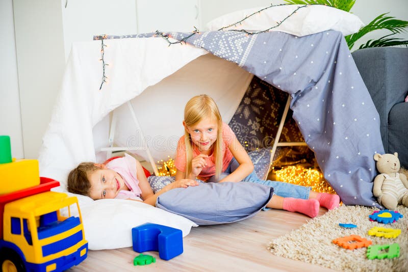 Two girls at a sleepover stock photo. Image of people - 96607592