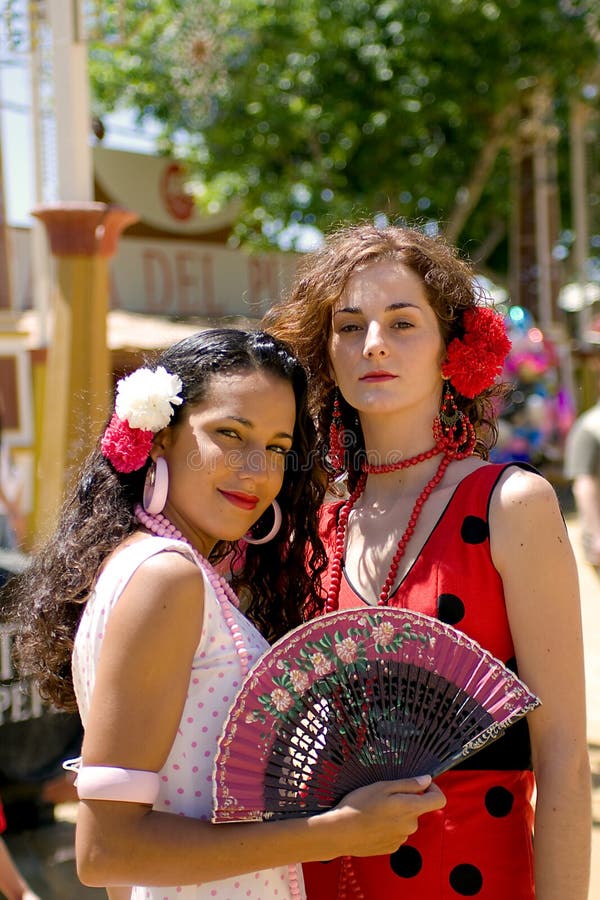 Two Girls at the Spanish Fair Stock Photo - Image of spanish, feria ...