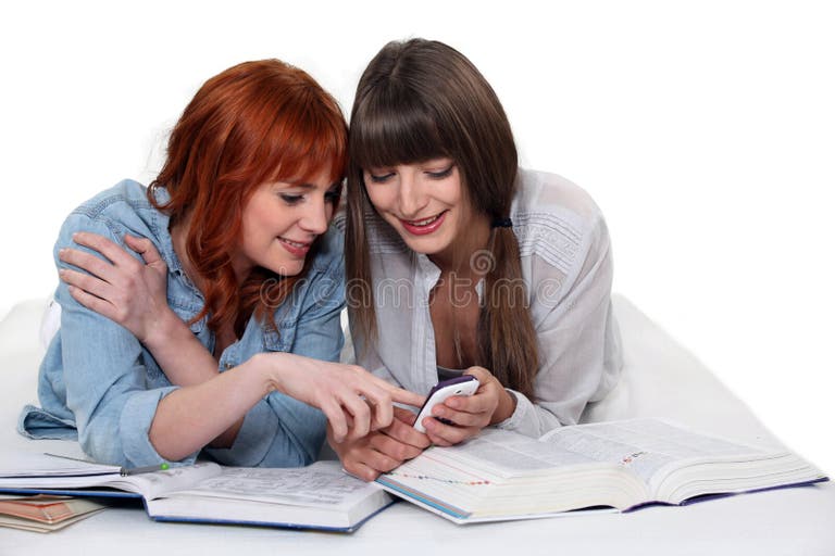 Two Girls Studying Together Stock Image - Image of girls, academic ...