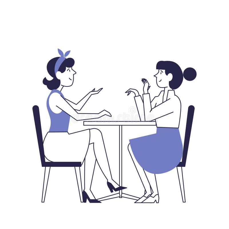Two Girls Talking Cafe Stock Illustrations – 180 Two Girls Talking Cafe ...