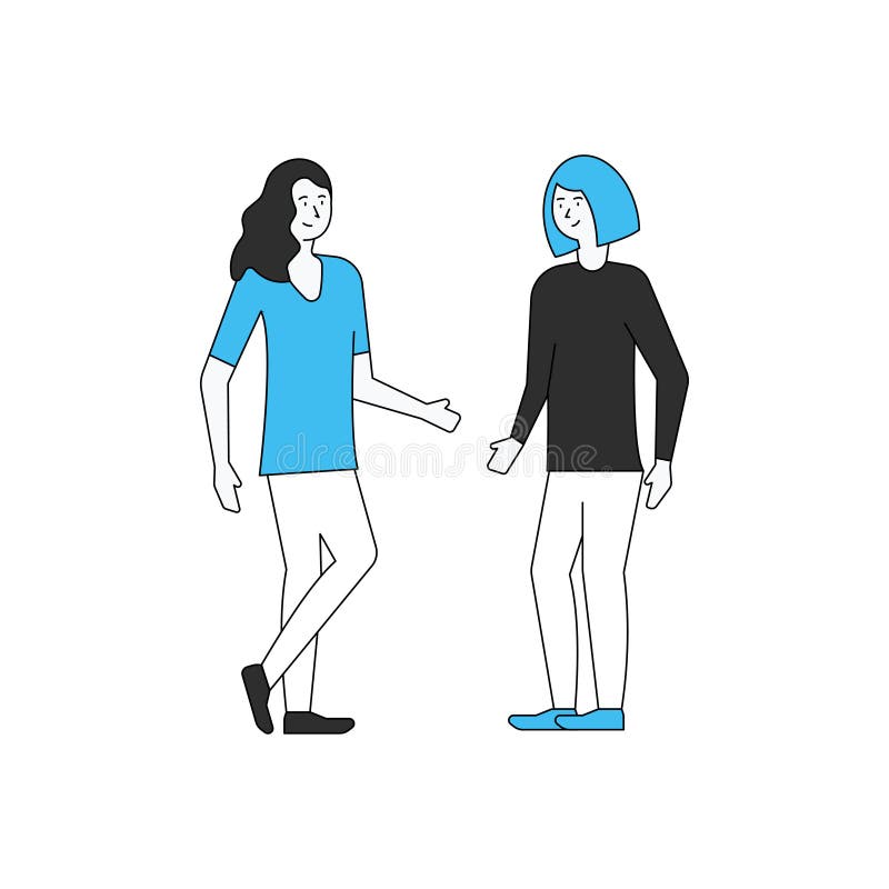 The Two Girls are Talking To Each Other Stock Vector - Illustration of ...