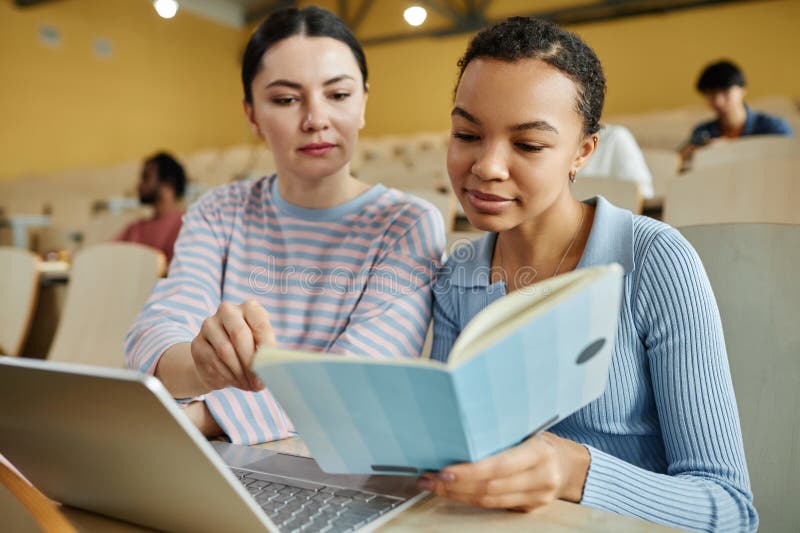 Two Girls Using Laptop during Their Study Stock Photo - Image of ...
