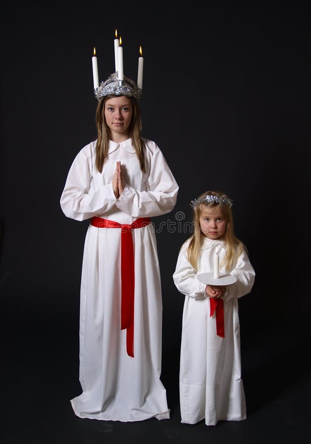 Two girls in white robes stock photo. Image of girls, halo - 7109392