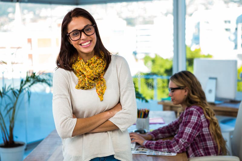 Two girls work at office stock photo. Image of hair, businesswoman ...