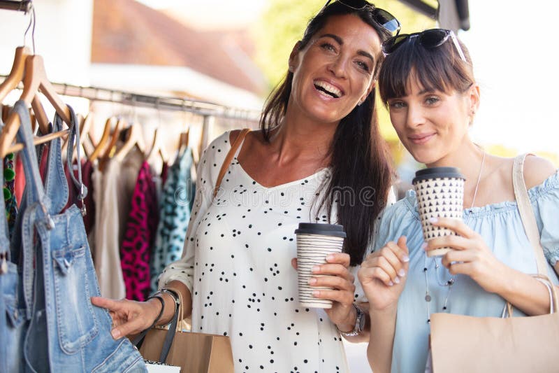 Two Glamorous Women Shopping Together Stock Image - Image of paperbag ...