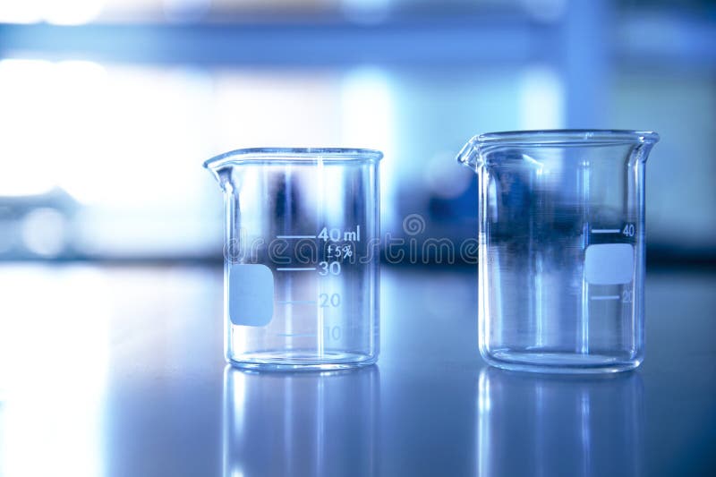 Two Glass Beaker in Chemical Education Science Laboratory Blue ...