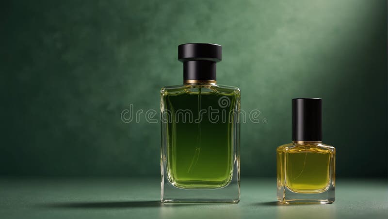 Two Glass Bottles of Different Sizes with Stylish Perfumes with Unique ...