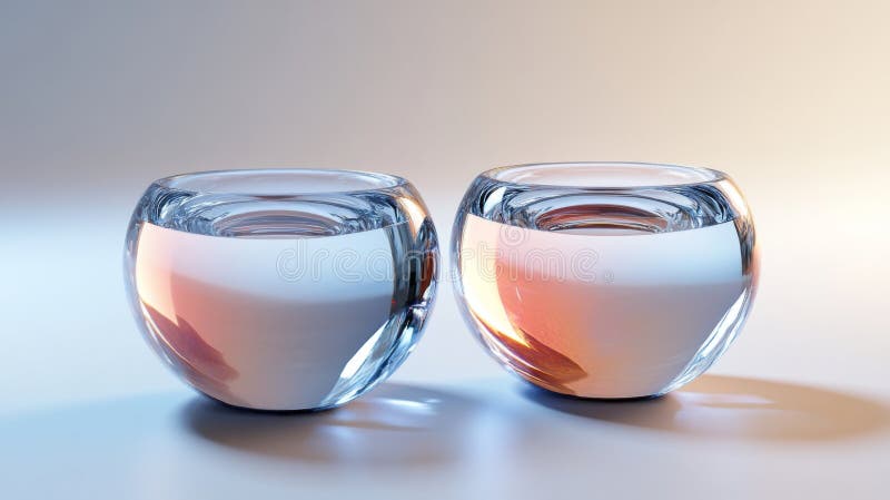 Two Glass Bowls Partially Filled with Water Stock Illustration ...