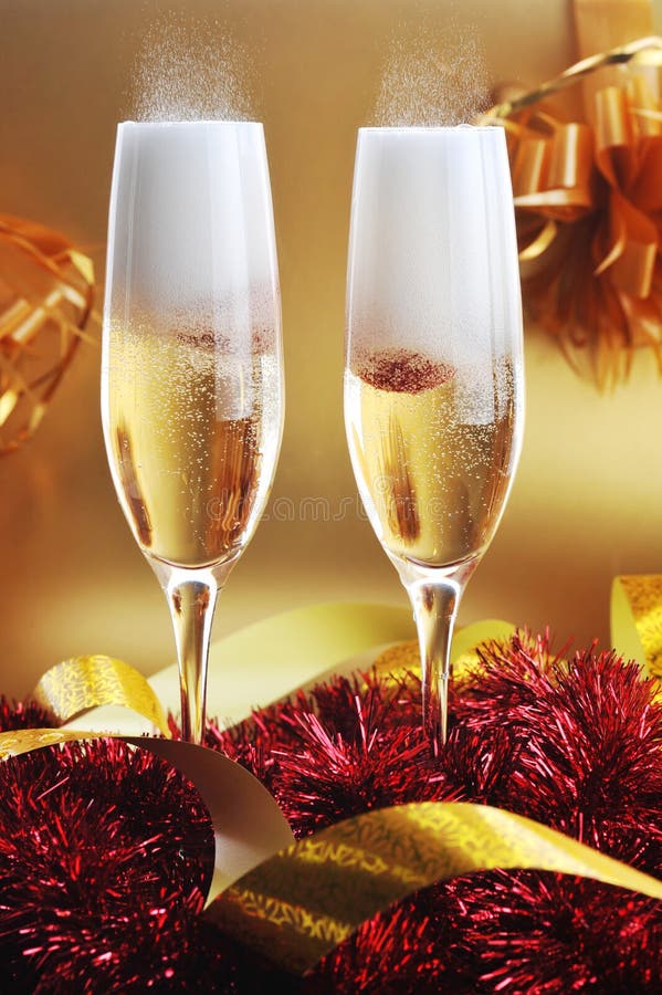 Two glass with champagne stock image. Image of crystal - 11362515