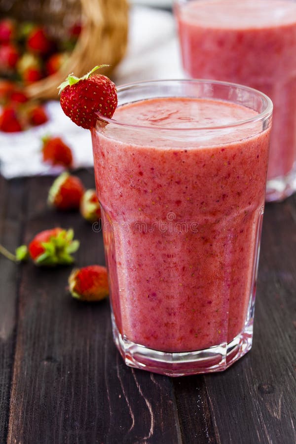 Two Glass of Cold Strawberry Milk Shake Stock Image - Image of ...