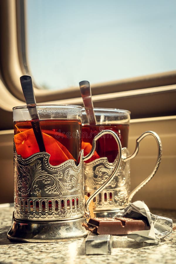 Train Compartment with Tea and Cup Holders. Stock Photo - Image of ...