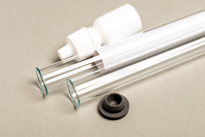 Two Glass Empty Clean Test Tube with Cork and Paper for Laboratory ...