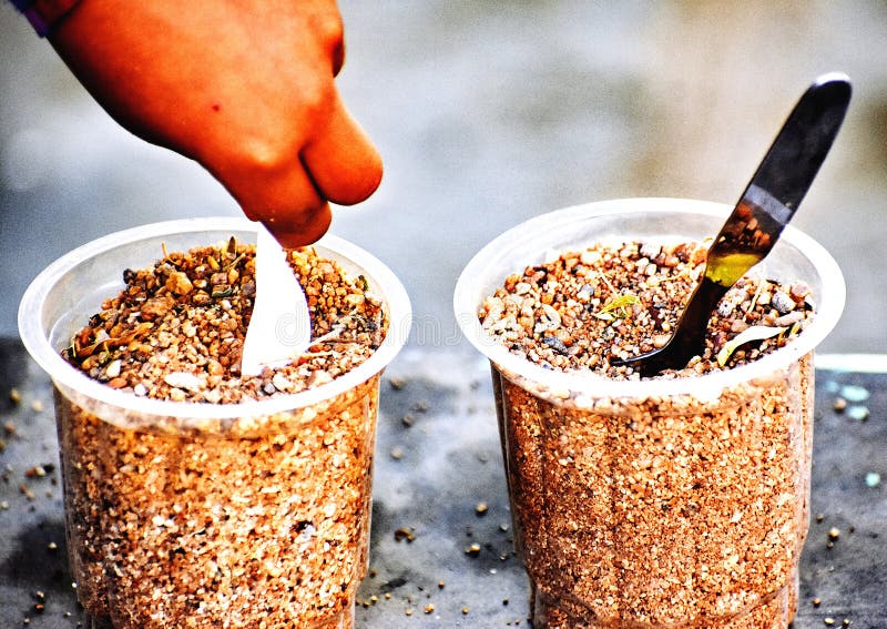 Two Glass Full with Sand and Spoons Stock Photo - Image of sand, spoo ...