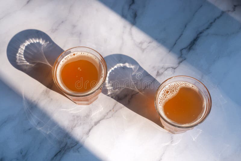Two Glass of Homemade Kombucha on the Marble Table, Fermented Tea ...