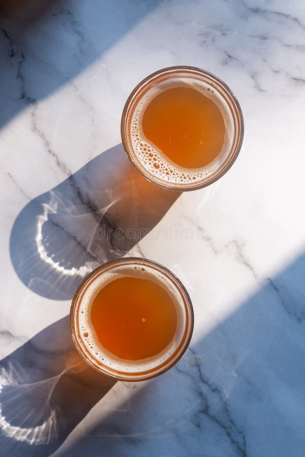Two Glass of Homemade Kombucha on the Marble Table, Fermented Tea ...