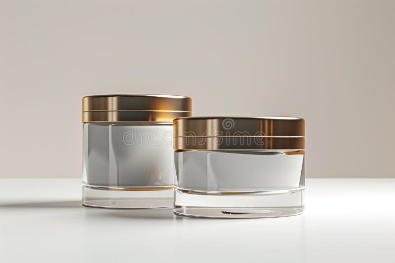 Two Glass Jars with Golden Lids Stock Illustration - Illustration of ...