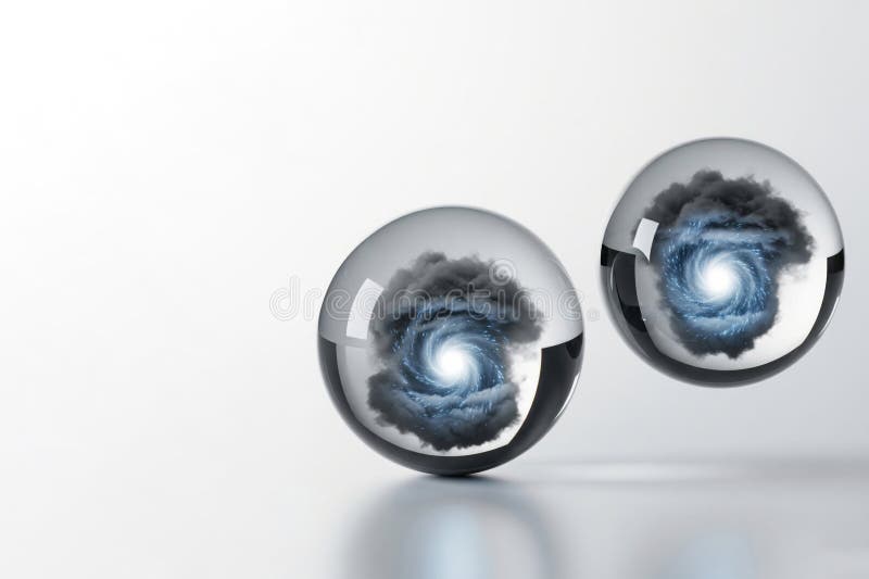 Two Glass Spheres with the Image of a Cosmic Vortex Inside. Space for ...