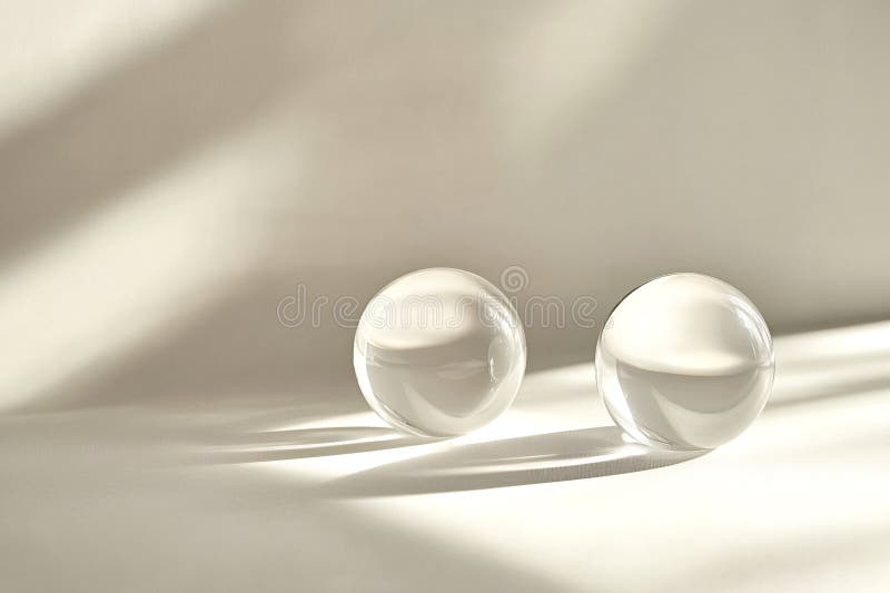 Two Glass Spheres Reflecting Light on White Surface Stock Image - Image ...