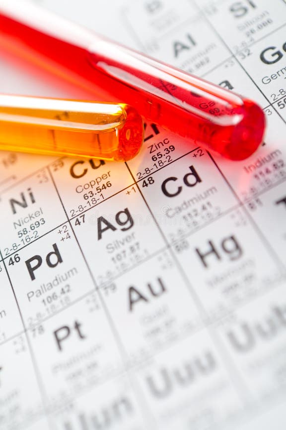 Two Glass Test Tubes on the Periodic Table Stock Image - Image of color ...