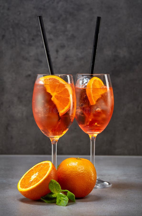 Aperol Spritz Cocktail in Wine Glass, Summer Italian Low Alcohol Cold ...