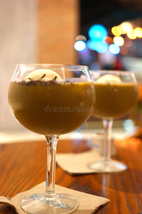 Two Glasses of Avocado Coffee Stock Photo - Image of cafe, cream: 166289410