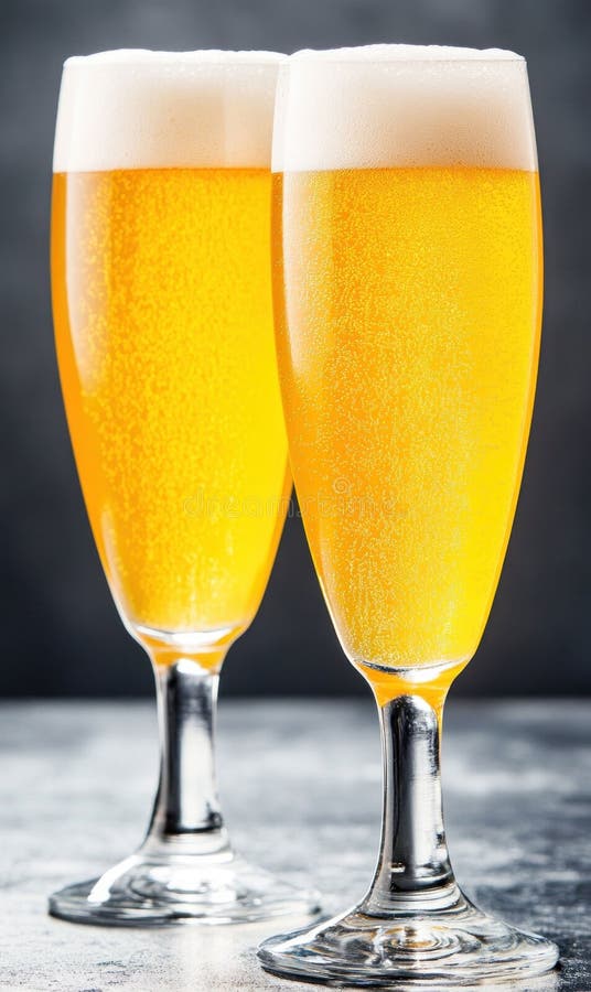Two Glasses of Beer with Foam on Gray Background Stock Illustration ...