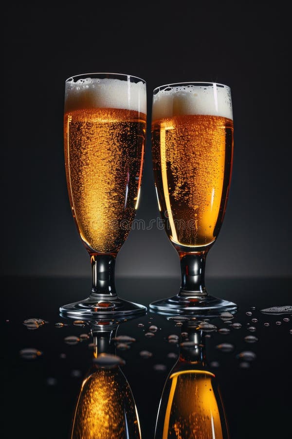 Two Glasses of Beer on a Table, Perfect for Bar or Restaurant Concepts ...