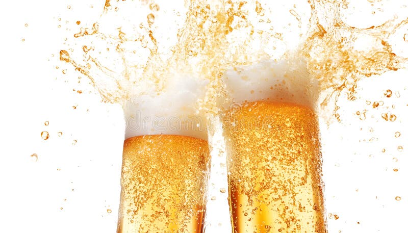 Two Glasses of Beer Toasting Creating Splash Stock Image - Image of ...