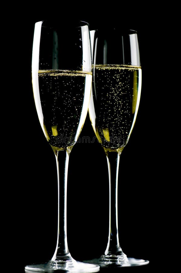 Two Glasses Champagne Close Up Stock Photo - Image of crystal ...