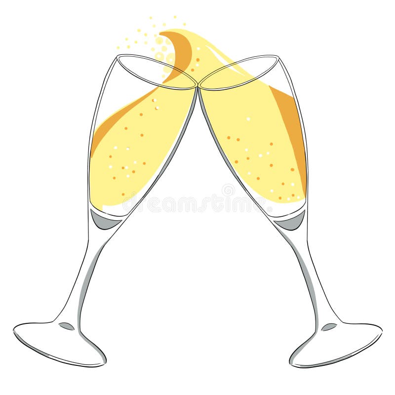 Two Glasses with Champagne Clink Glasses with a Splash. New Year ... Two Glasses with Champagne Clink Glasses with a Splash. New Year ...