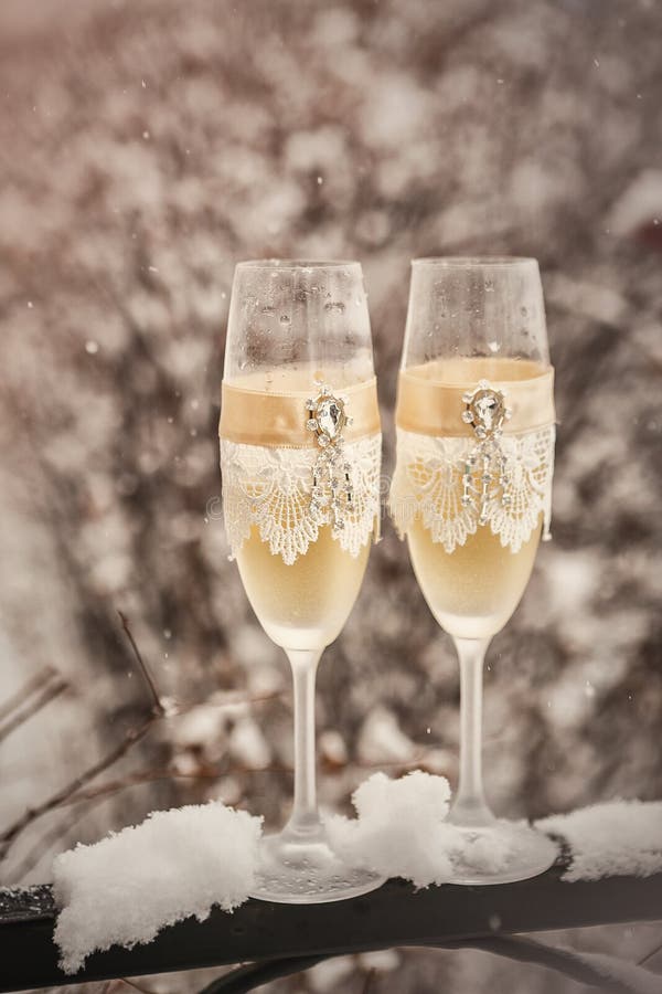 Two glasses with champagne stock image. Image of beverage - 56017143