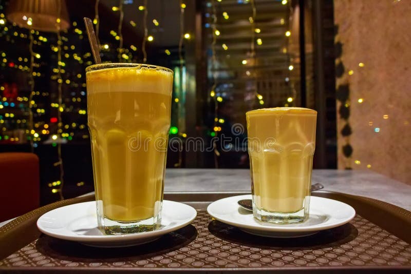 Two Glasses of Coffee in Cafe Stock Image - Image of coffeeshop, break ...