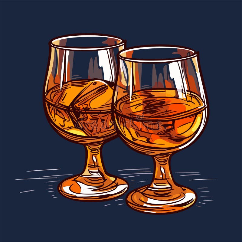 Two Glasses of Cognac on the Table Simple Vector Icon Stock Vector - Illustration of wineglass ...