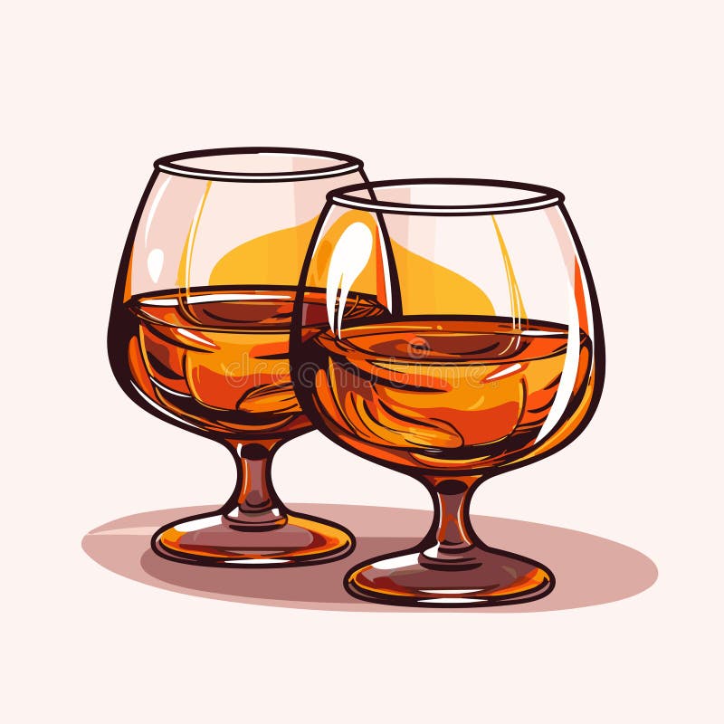 Two Glasses of Cognac on the Table Simple Vector Icon Stock Vector ...