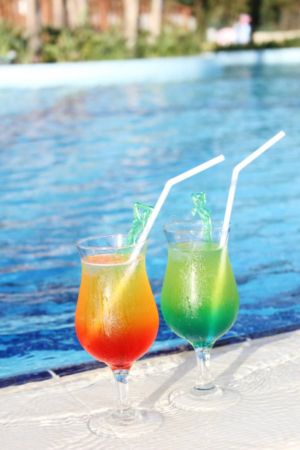 Cocktail Drinks Poolside stock image. Image of destinations - 110289369