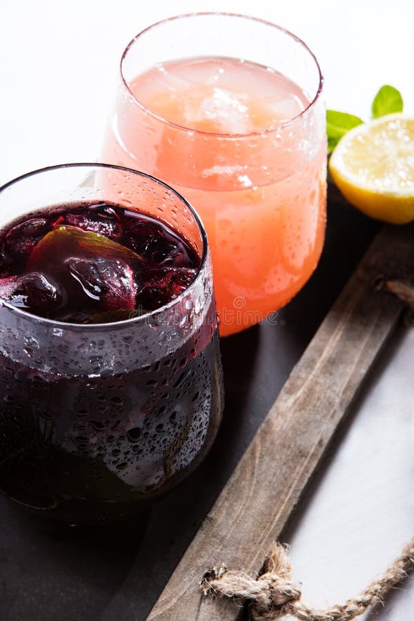 Two Glasses with Colourful Drinks Stock Image - Image of green, cherry ...