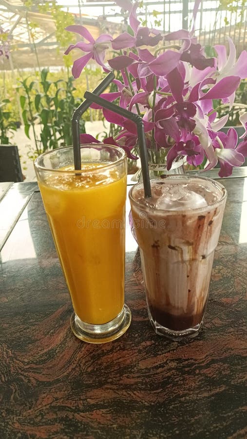 Two Glasses of Drink at the Restaurant Stock Photo - Image of ...