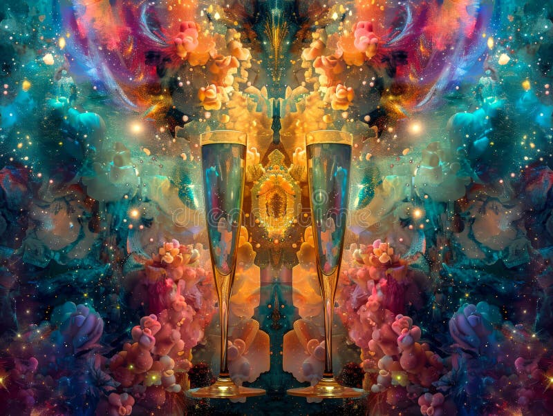 Two Glasses Filled with Champagne, Elegantly Positioned on Background ...