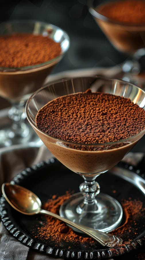 Two Glasses Filled with Chocolate Pudding Placed on a Table Stock Image ...