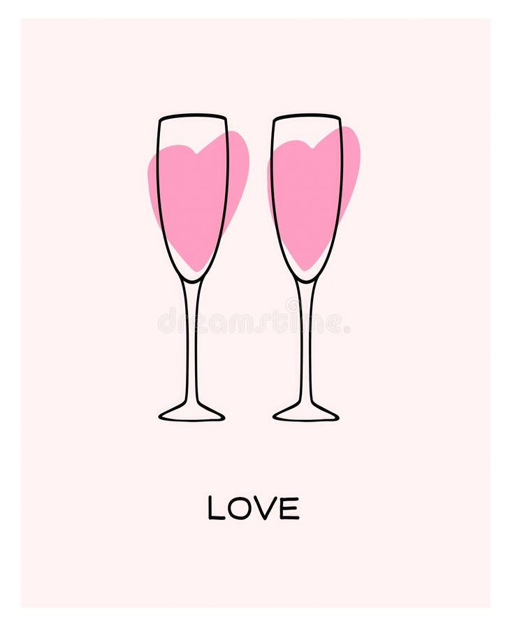 Two Glasses Filled with Pink Drink Featuring Heart Shapes, Symbolizing ... Two Glasses Filled with Pink Drink Featuring Heart Shapes, Symbolizing ...