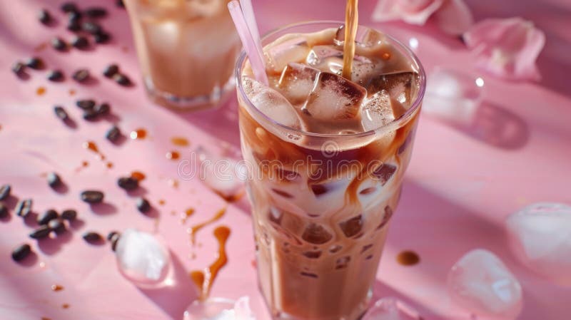 Two Glasses of Iced Coffee stock image. Image of afternoon - 374208103