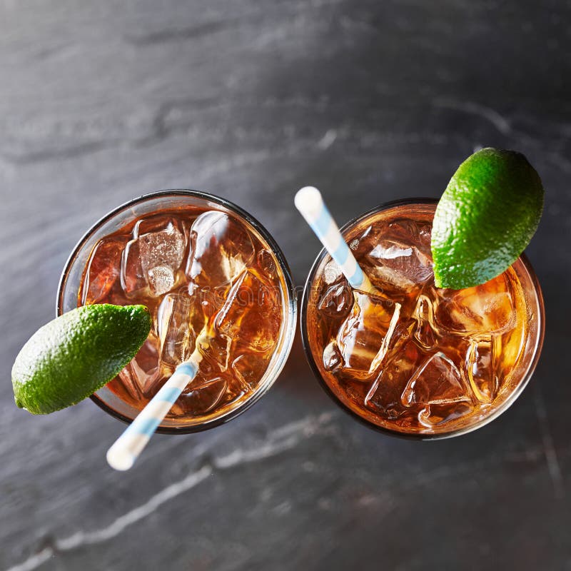 Two Glasses of Iced Tea Top Down Stock Photo - Image of copy, lime ...