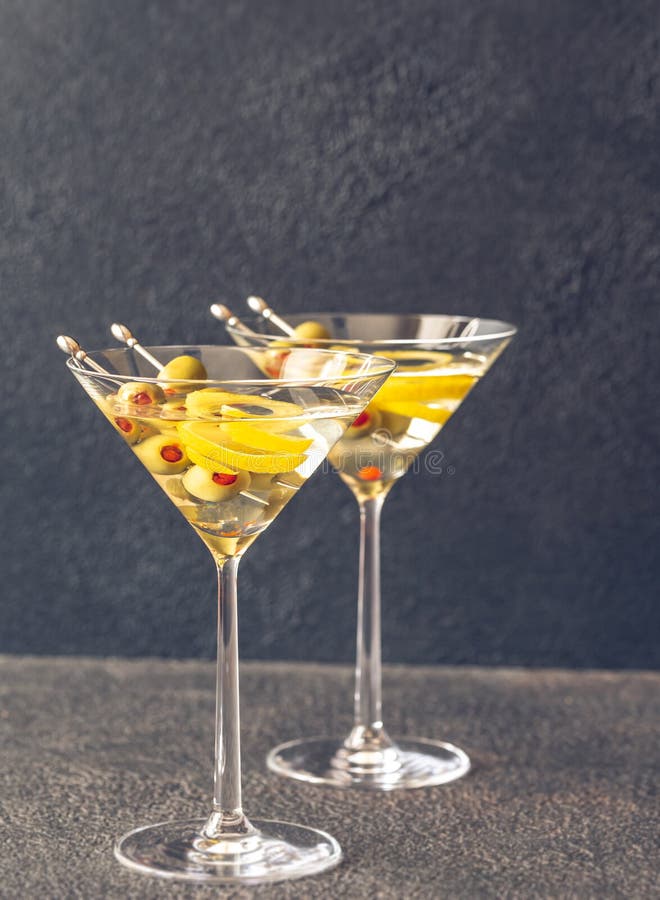 Two Glasses Of Martini Cocktail Stock Image Image Of Close