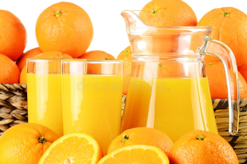 Two Glasses of Orange Juice and Fruits Stock Image - Image of orange ...