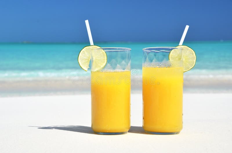 Two Glasses of Orange Juice Stock Photo - Image of cocktail, caribbean ...