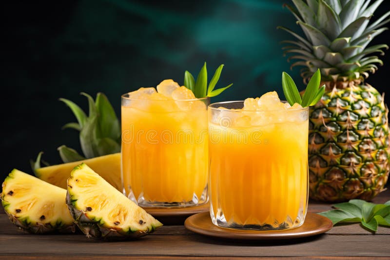 A Pineapple Drink in a Glass with a Slice of Pineapple. Generative AI ...
