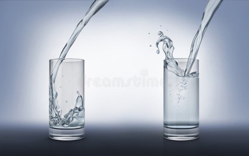 Glass with Spilling Water Splash. Side View Stock Photo - Image of ...