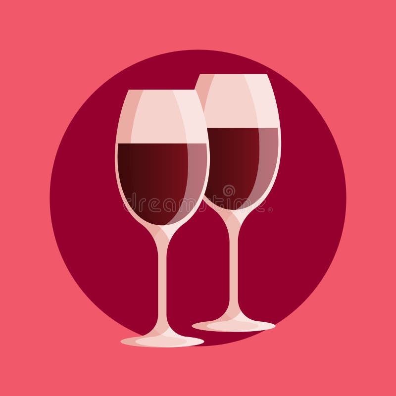 Two Glasses of Red Wine. Vector Illustration. Stock Vector ...